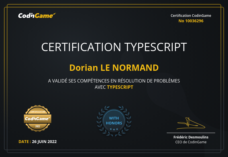 Codingame Certification