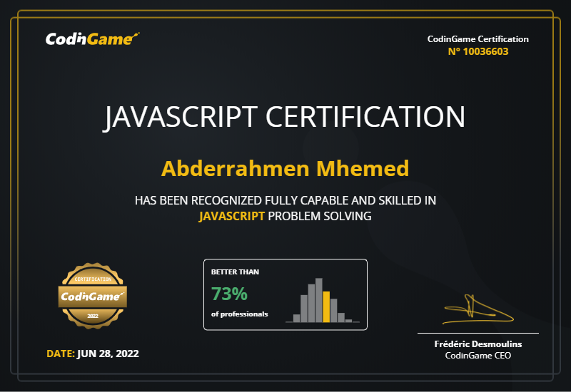 CodinGame Certification