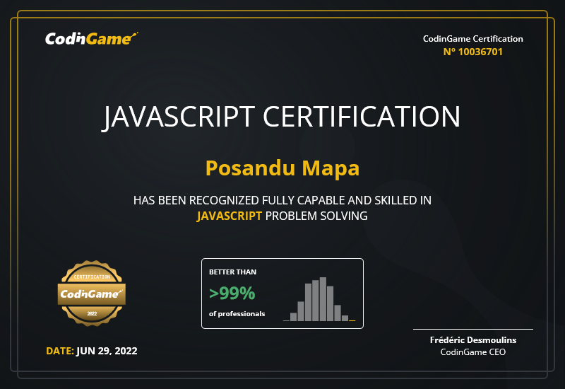 CodinGame Certification