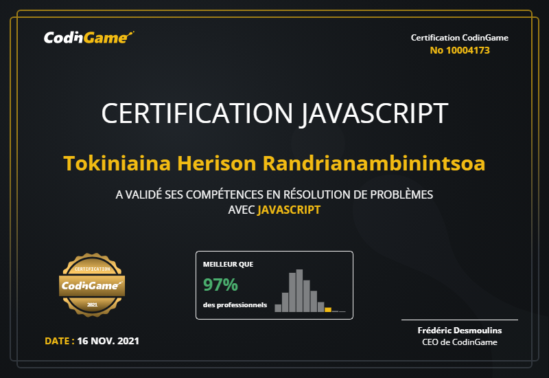 CodinGame Certification