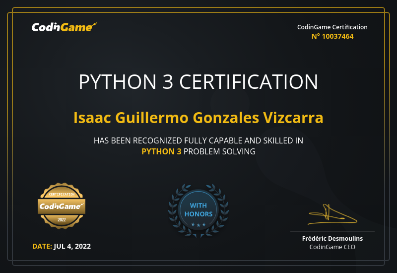 CodinGame Certification