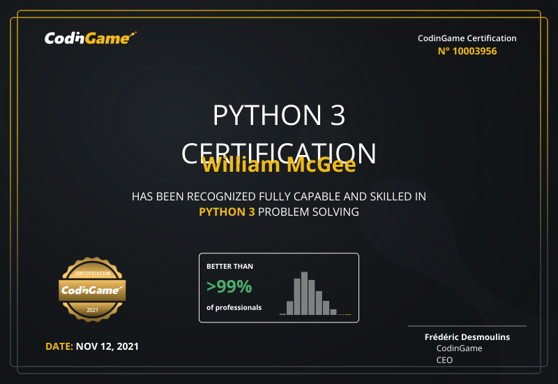 CodinGame Certification