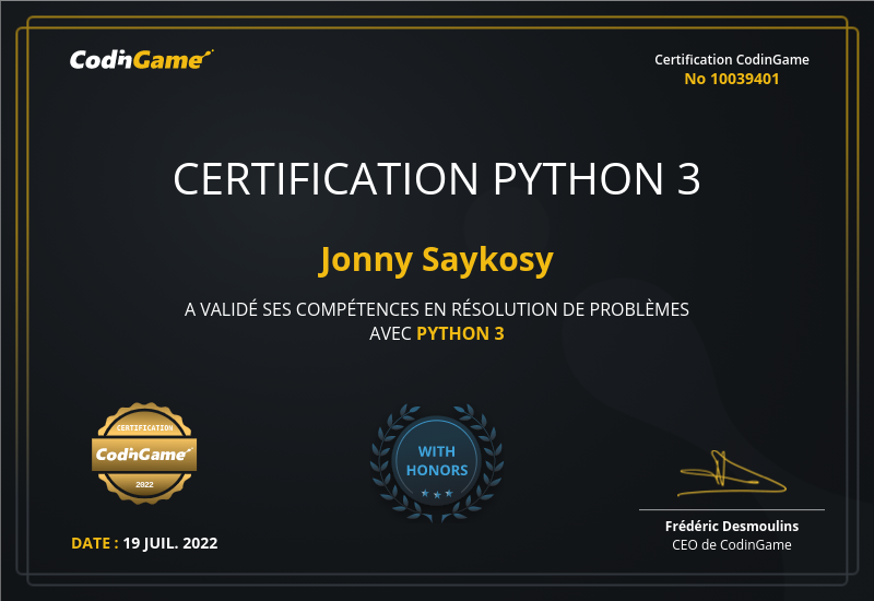 CodinGame Certification