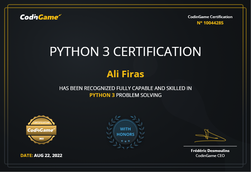CodinGame Certification