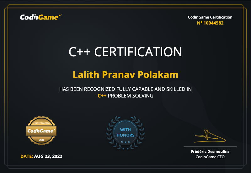 CodinGame Certification