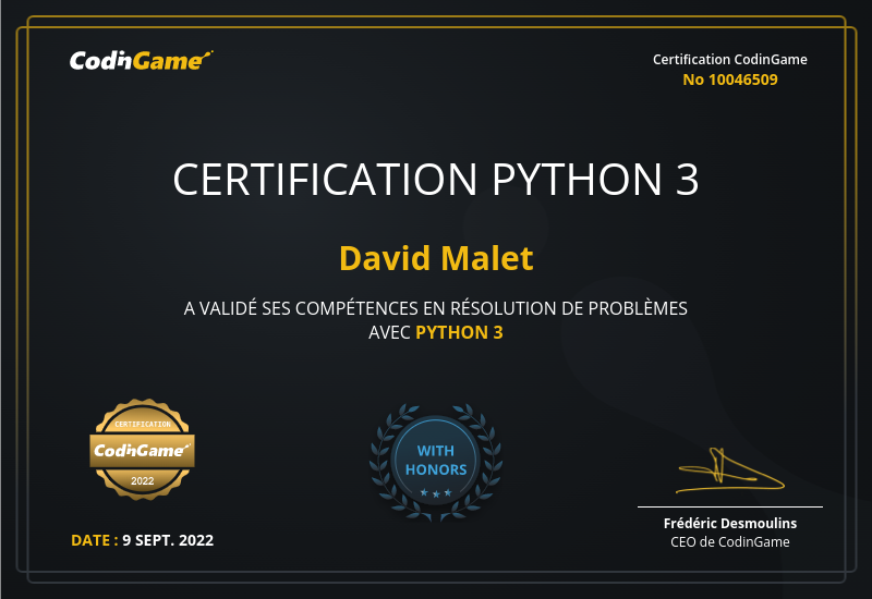 CodinGame Certification