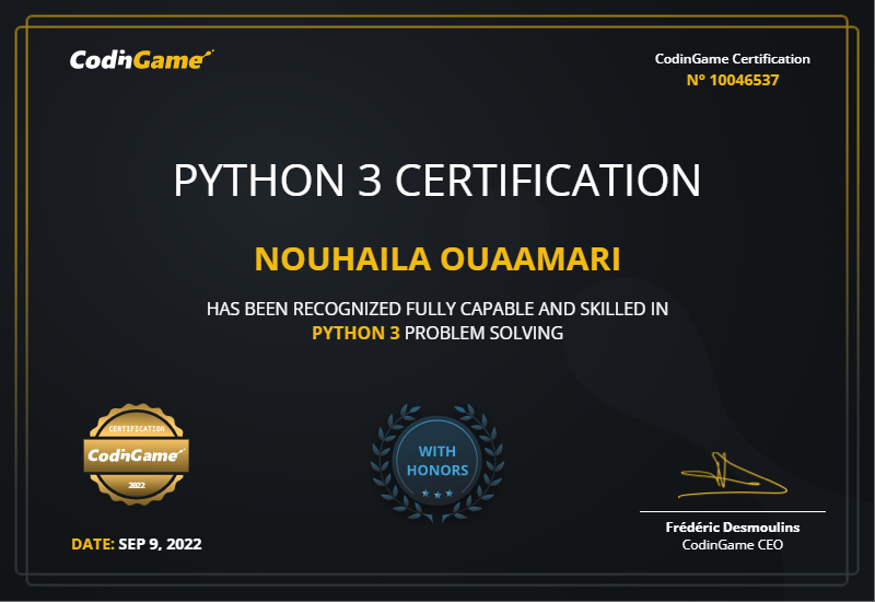 CodinGame Certification