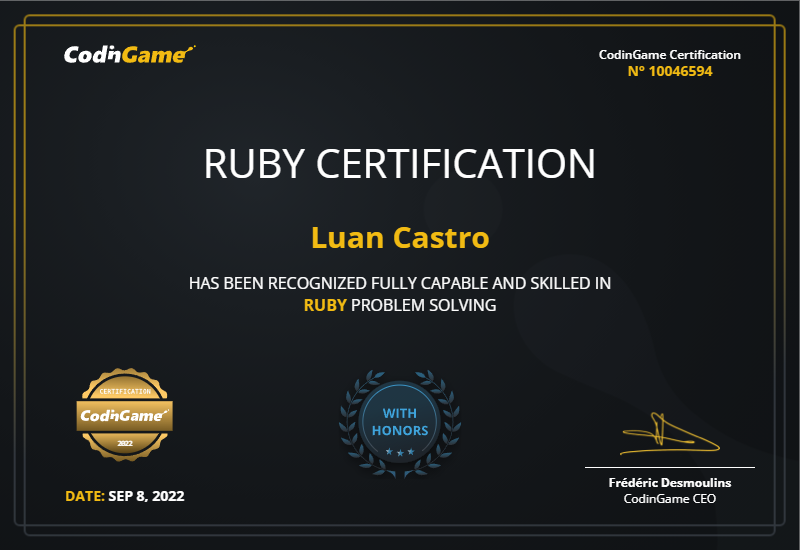 CodinGame Certification