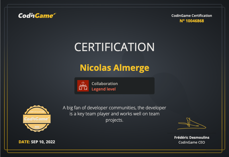 CodinGame Certification