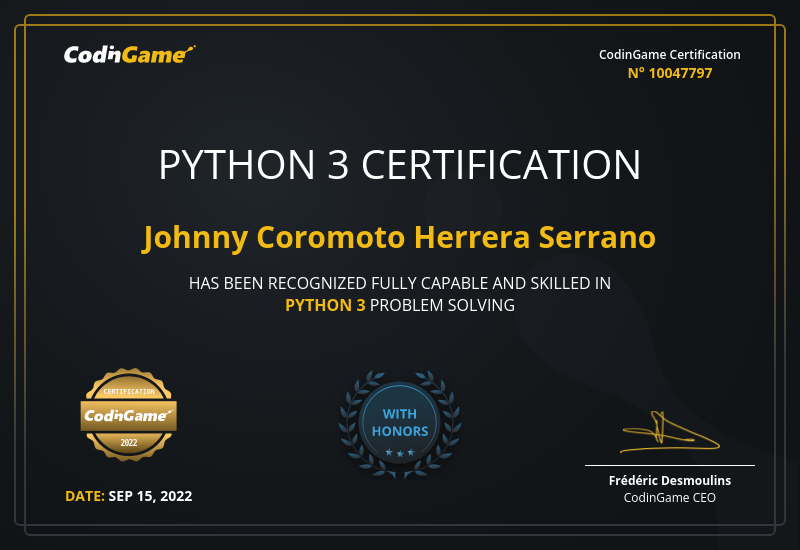 CodinGame Certification