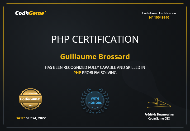 CodinGame Certification