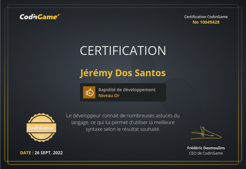 CodinGame Certification