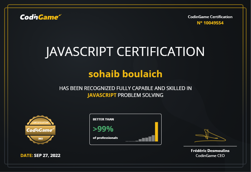 CodinGame Certification