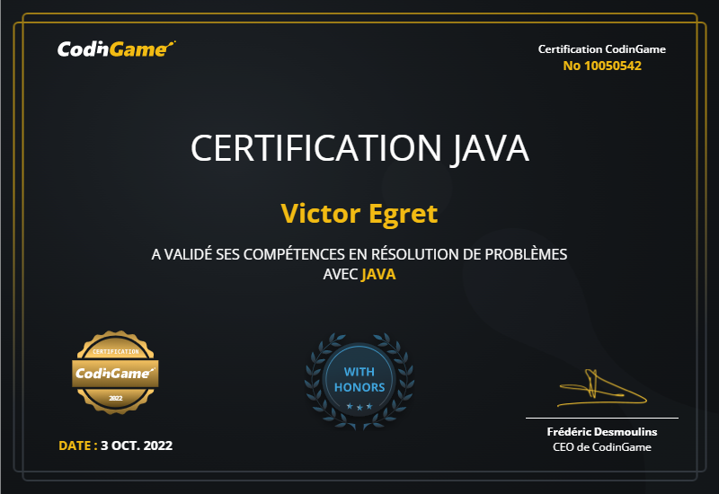 CodinGame Certification