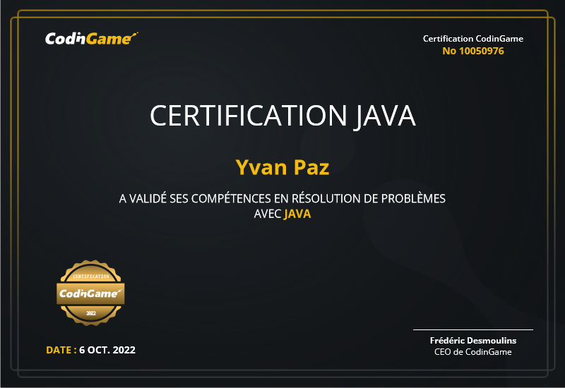 CodinGame Certification