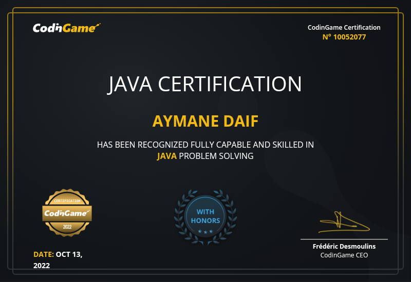 CodinGame Certification