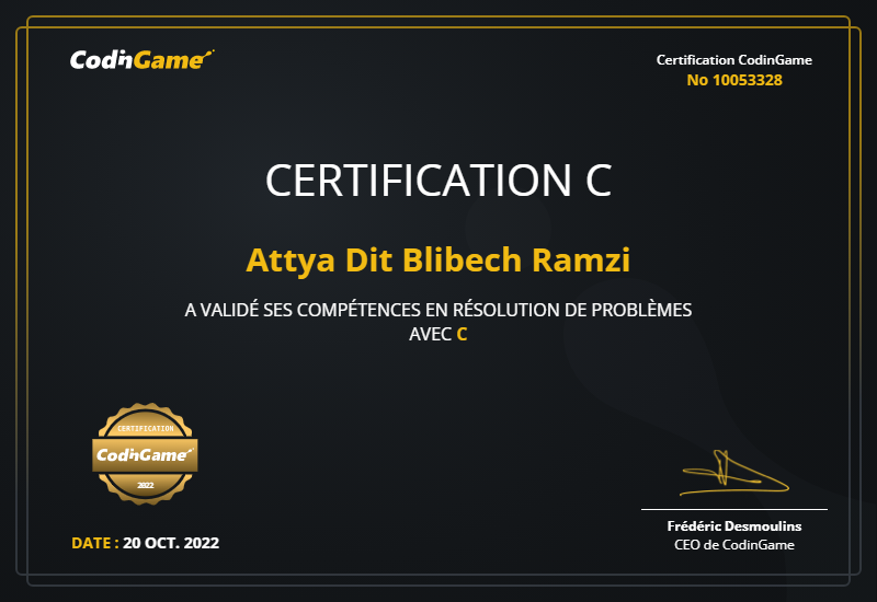 CodinGame Certification
