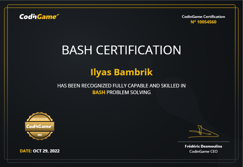 CodinGame Certification