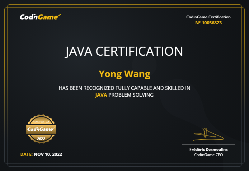 Codingame Certification