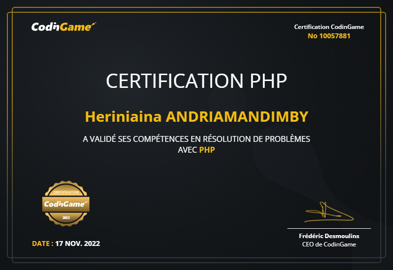 CodinGame Certification