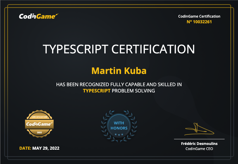 CodinGame Certification