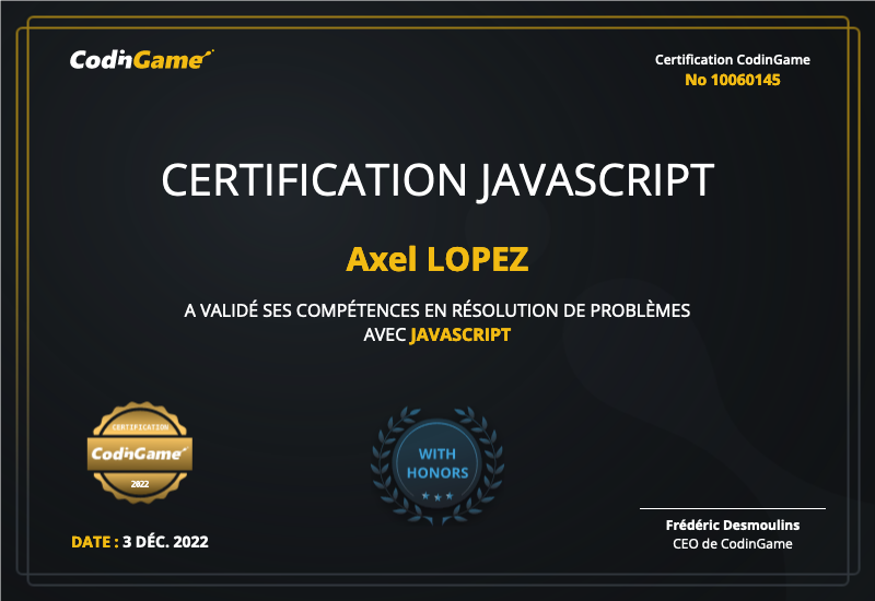 Codingame Certification