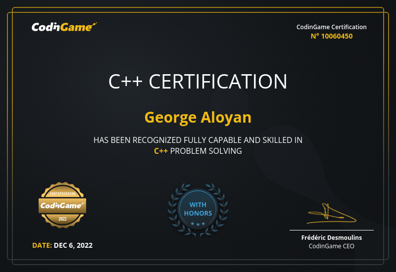 CodinGame Certification