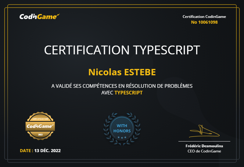 CodinGame Certification