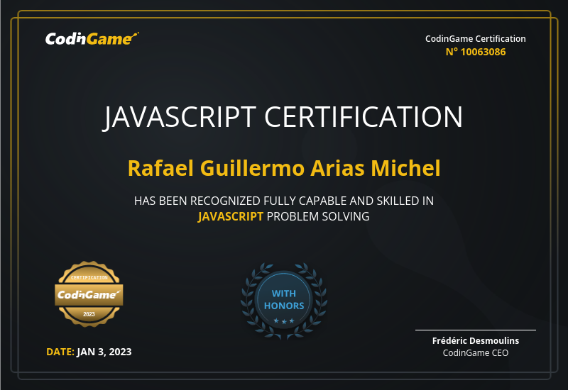 Codingame Certification