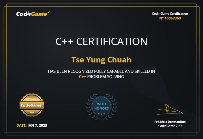 CodinGame Certification