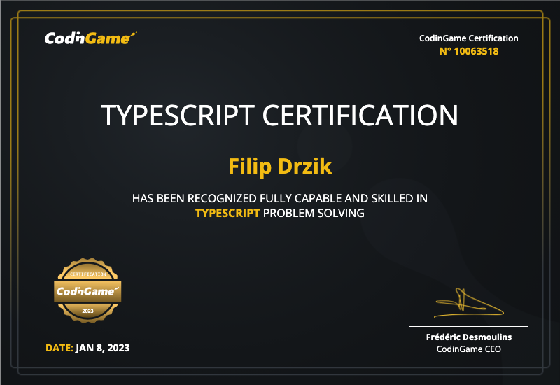 CodinGame Certification
