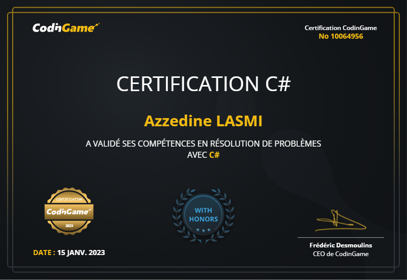 CodinGame Certification