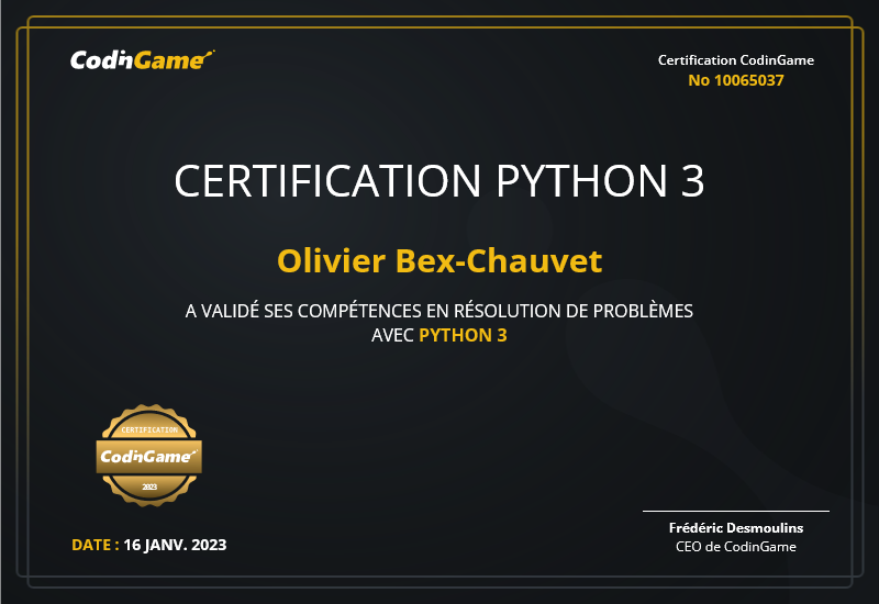 CodinGame Certification