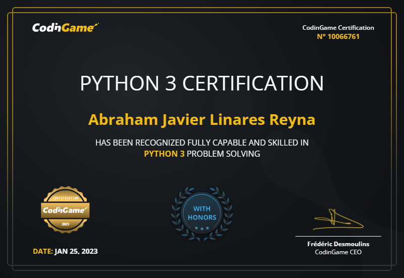 CodinGame Certification