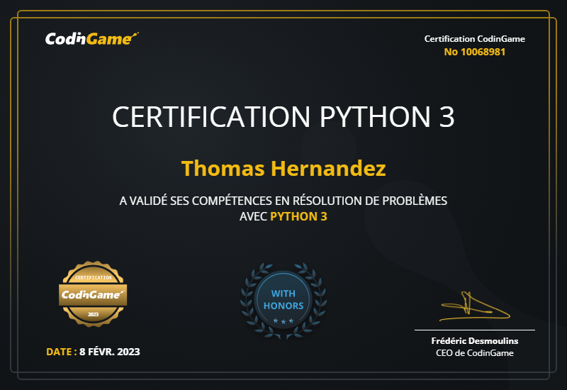 CodinGame Certification