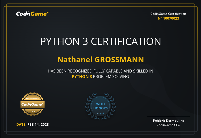 CodinGame Certification