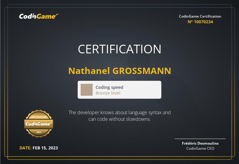 CodinGame Certification